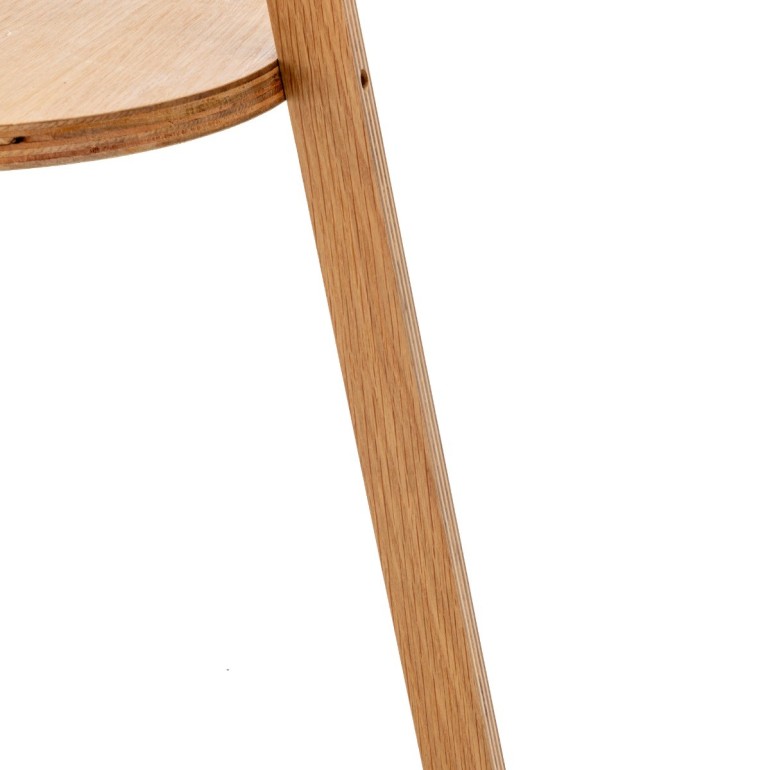 Buy Natural Rubberwood Tripod Floor Lamp with Round Shelf and Off White ...